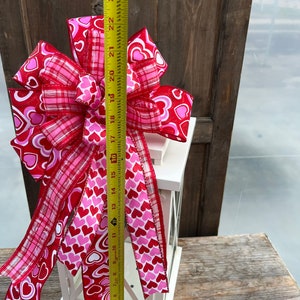 Valentines Day Bow, Hearts Bow, Valentine Wreath Bow, Valentines Day ...