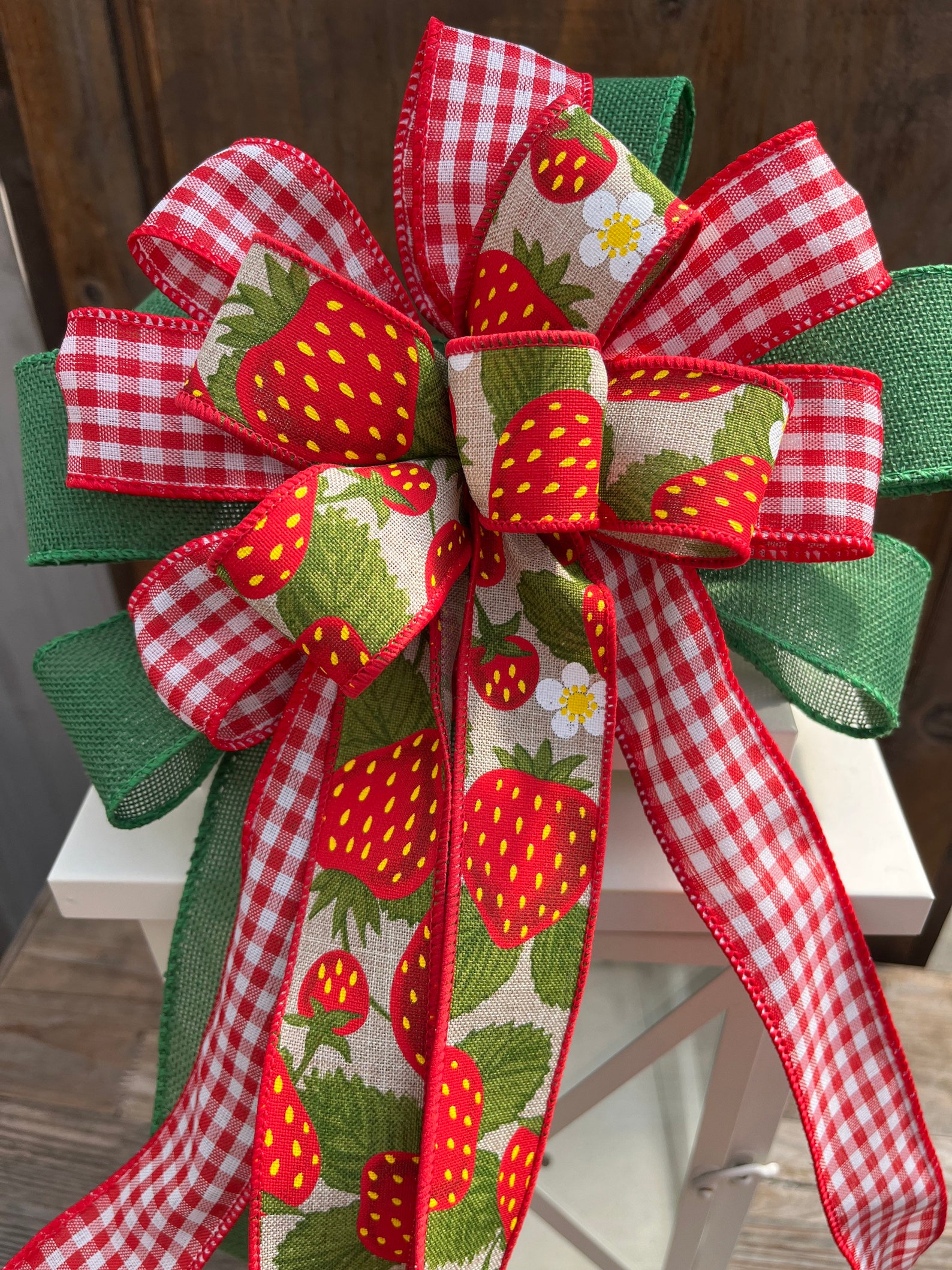 Strawberry Bow, Summer Wreath Bow, Summer Strawberry Bow, Summer ...