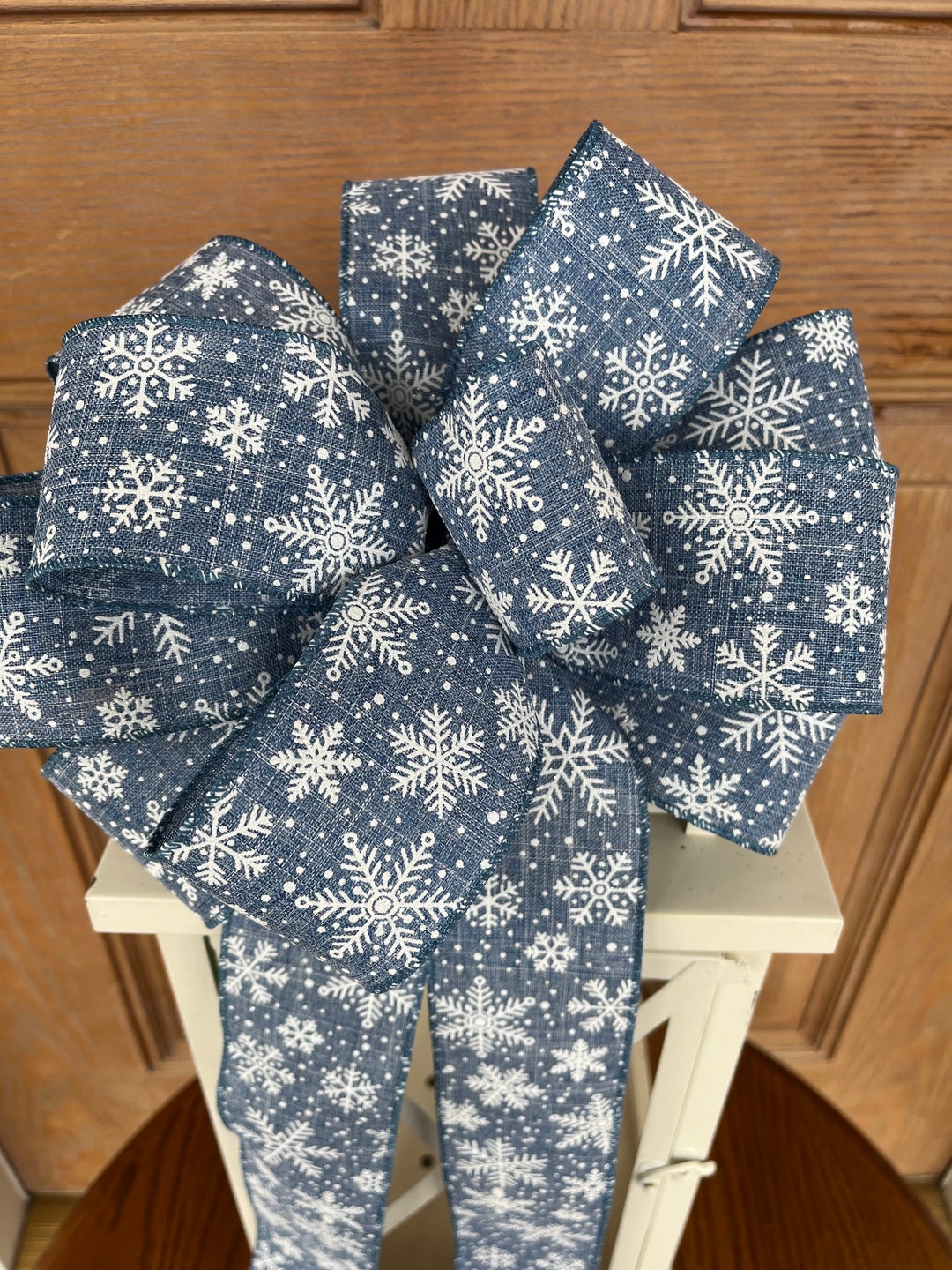 Snow Flakes Bow, Winter Bow, Snowflake Wreath Bow, Winter Lantern Bow ...