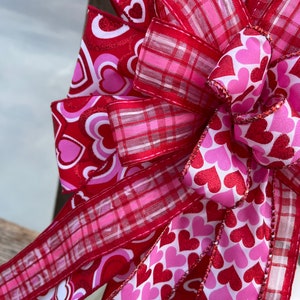 Valentines Day Bow, Hearts Bow, Valentine Wreath Bow, Valentines Day ...