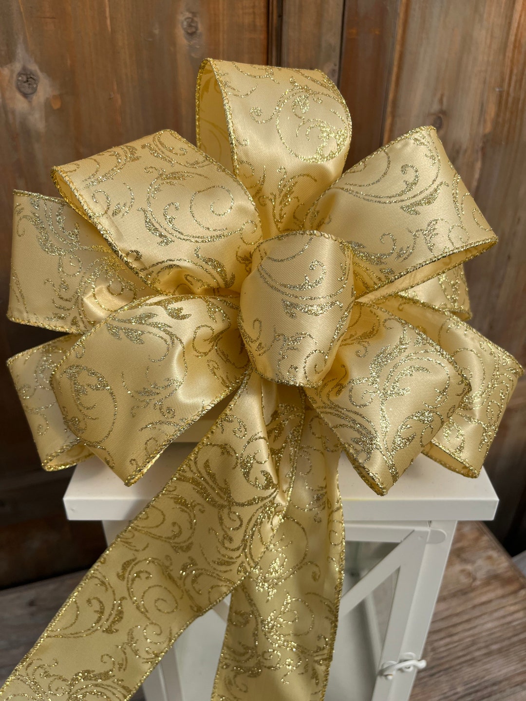 Christmas Bow, Gold Bow, Gold Wreath Bow, Gold Christmas Bow, Gold ...
