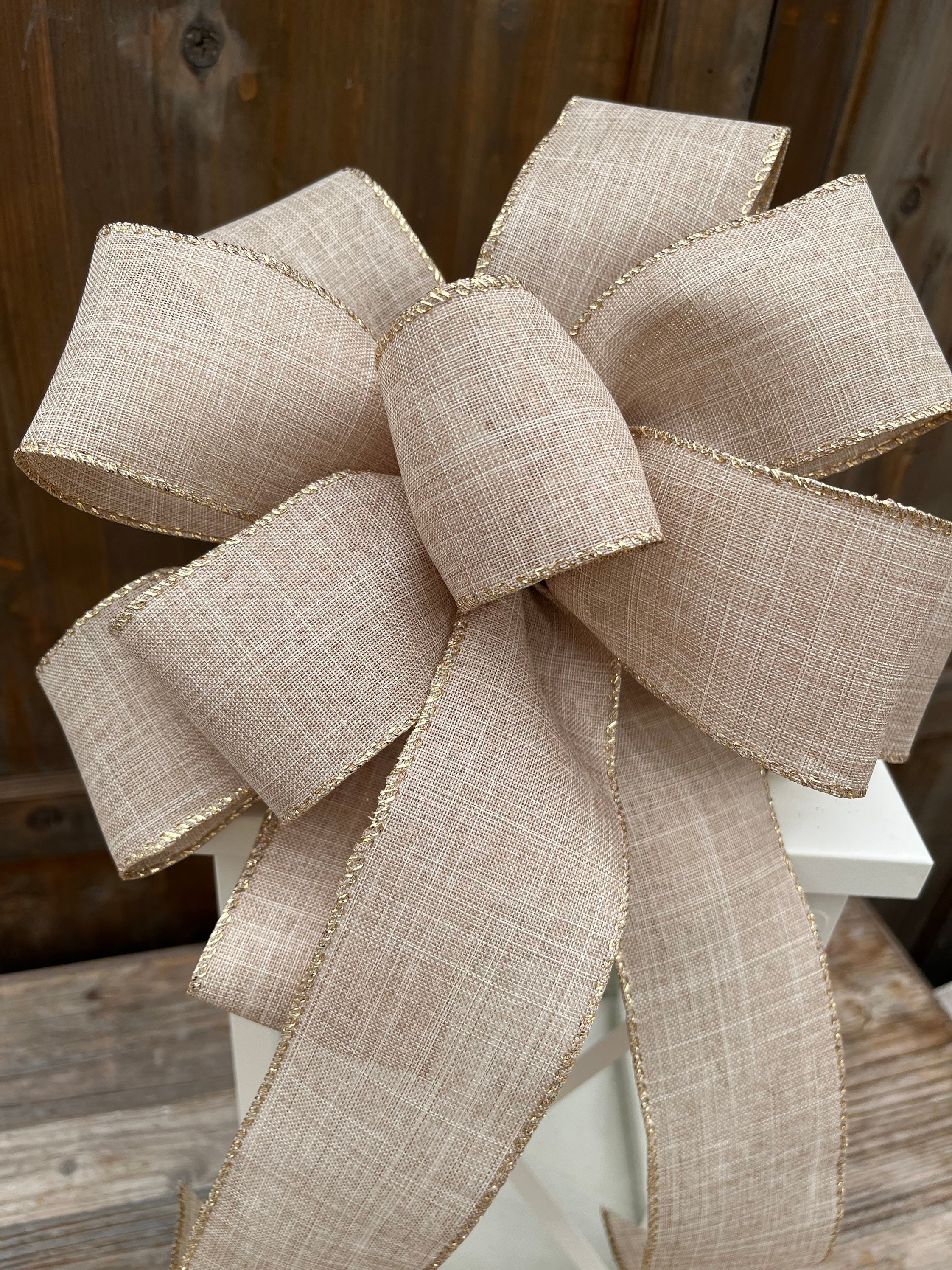Linen Bow Natural Bow Natural Christmas Bow Wreath Bow - Etsy