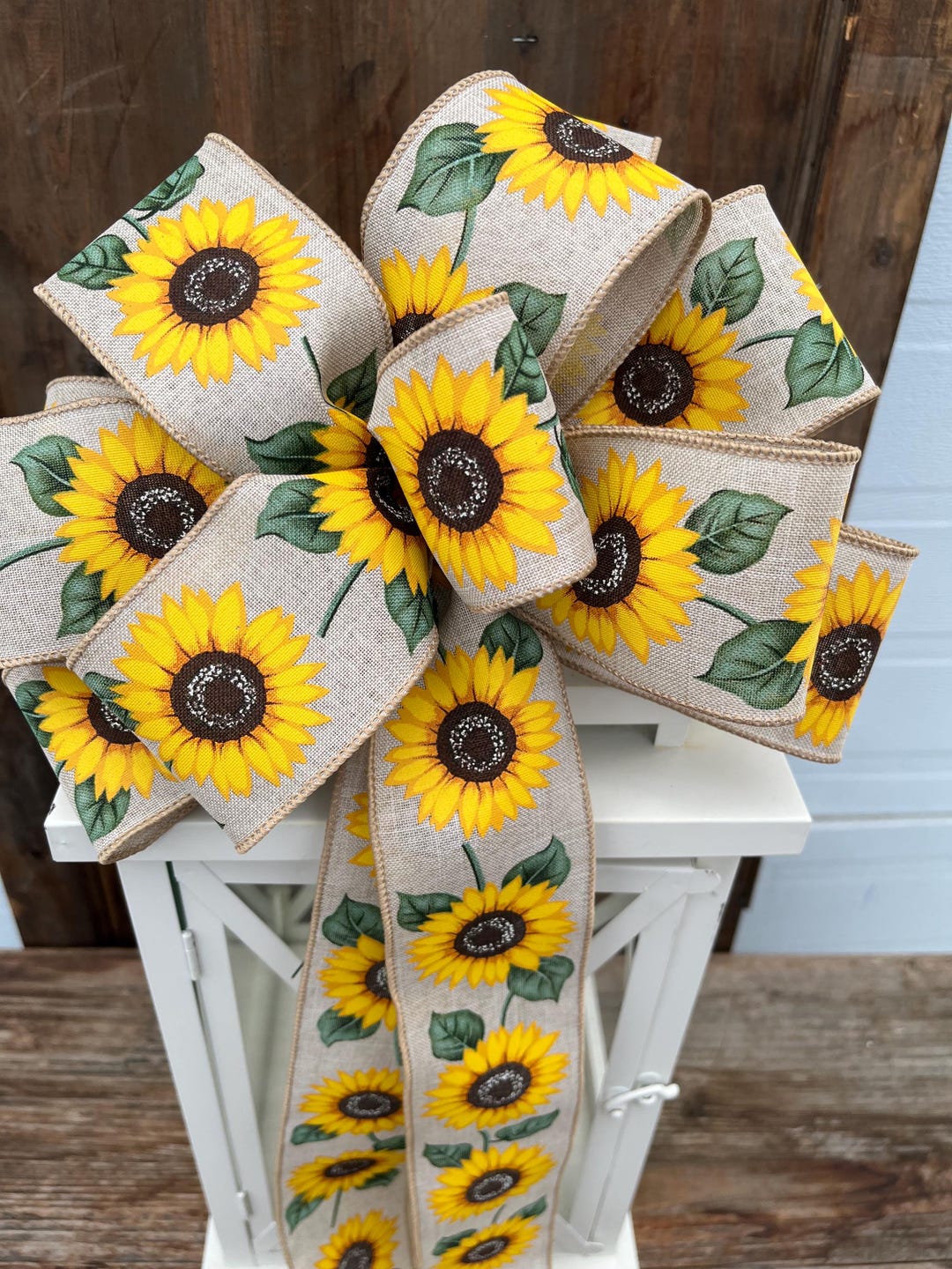 Sunflower Bow, Sunflowers Bow, Sunflower Ribbon, Sunflowers Wreath Bow ...