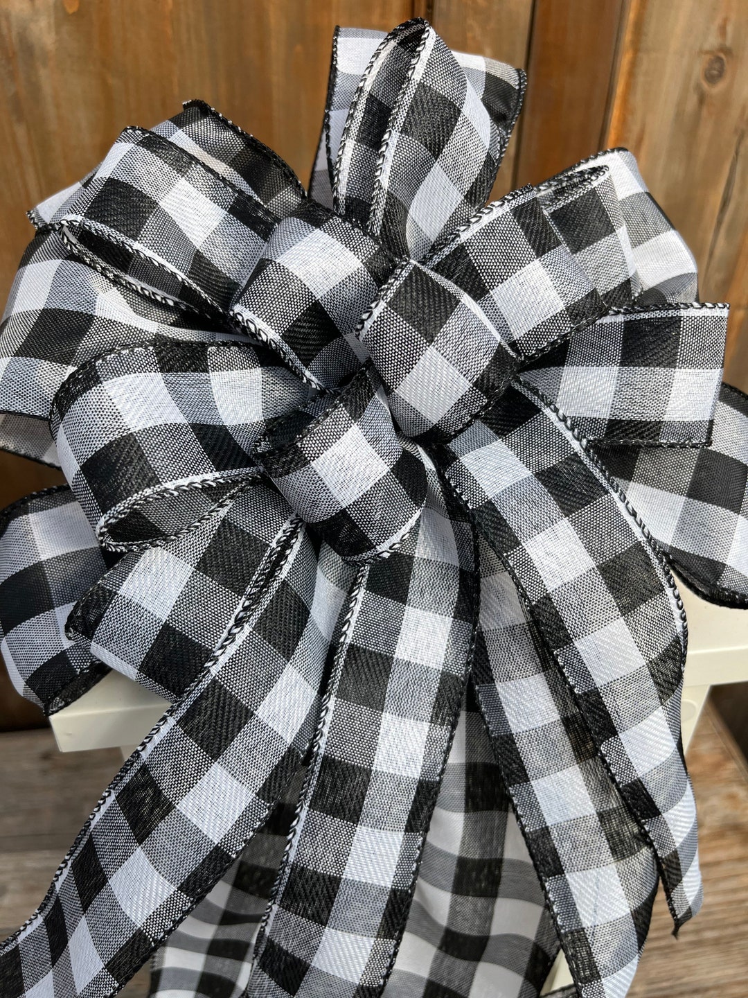 Plaid Bow, Buffalo Check Bow, Black and White Bow, Wreath Bow, Lantern ...