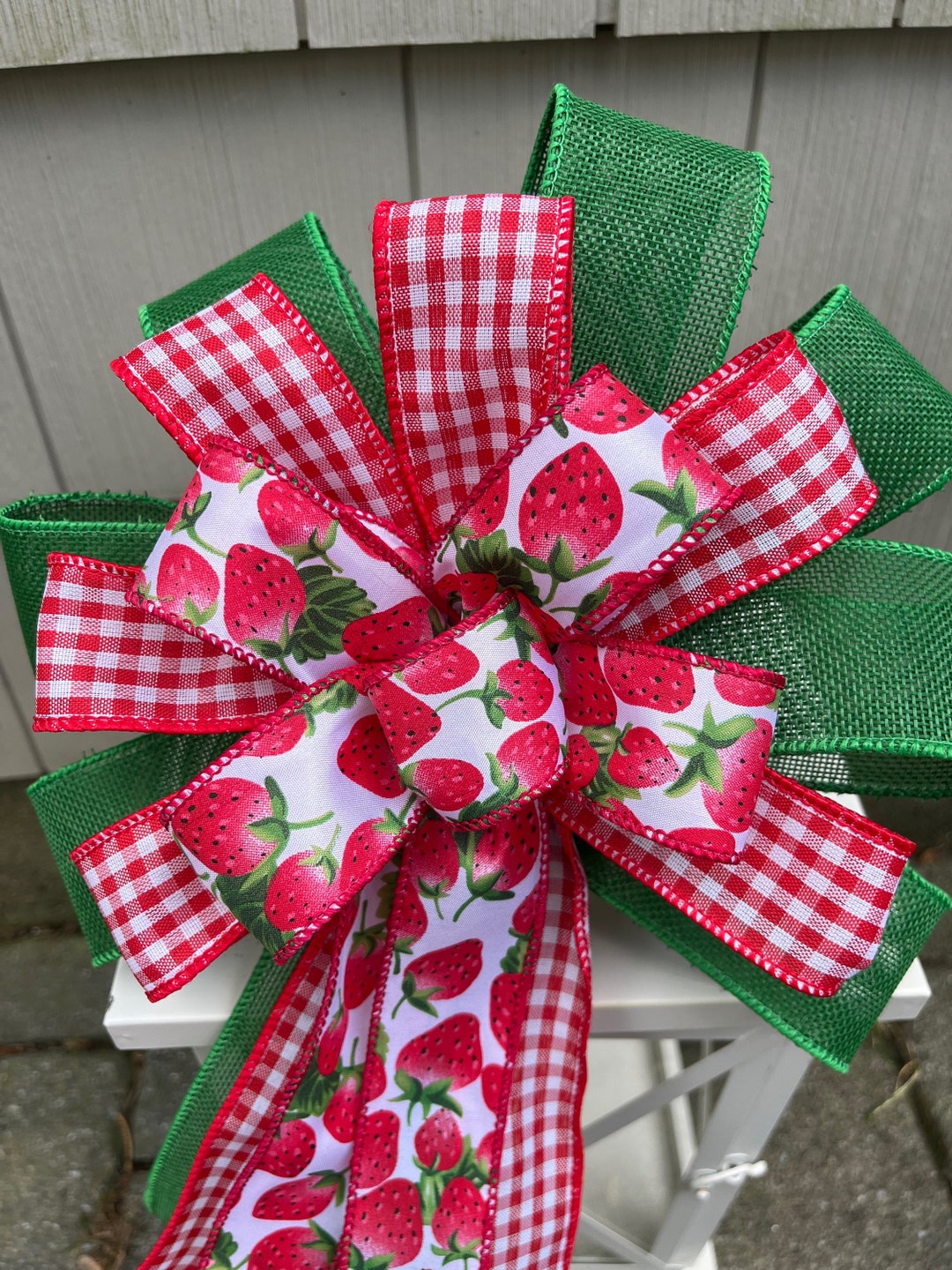 Strawberry Bow, Summer Wreath Bow, Summer Strawberry Bow, Summer ...