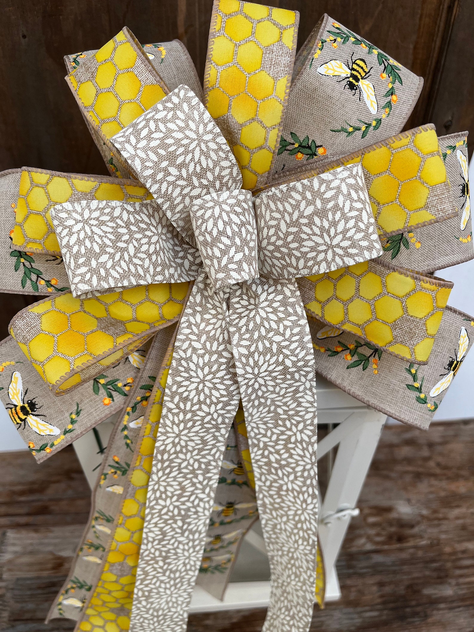 Bee Bow, Summer Bee Bow, Bees and Honey Bow, Bee Ribbon, Black and ...