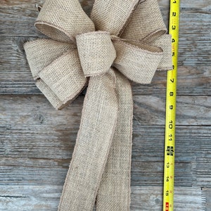 Burlap Bow, Burlap Christmas Bow, Natural Christmas Bow, Farmhouse Bow ...
