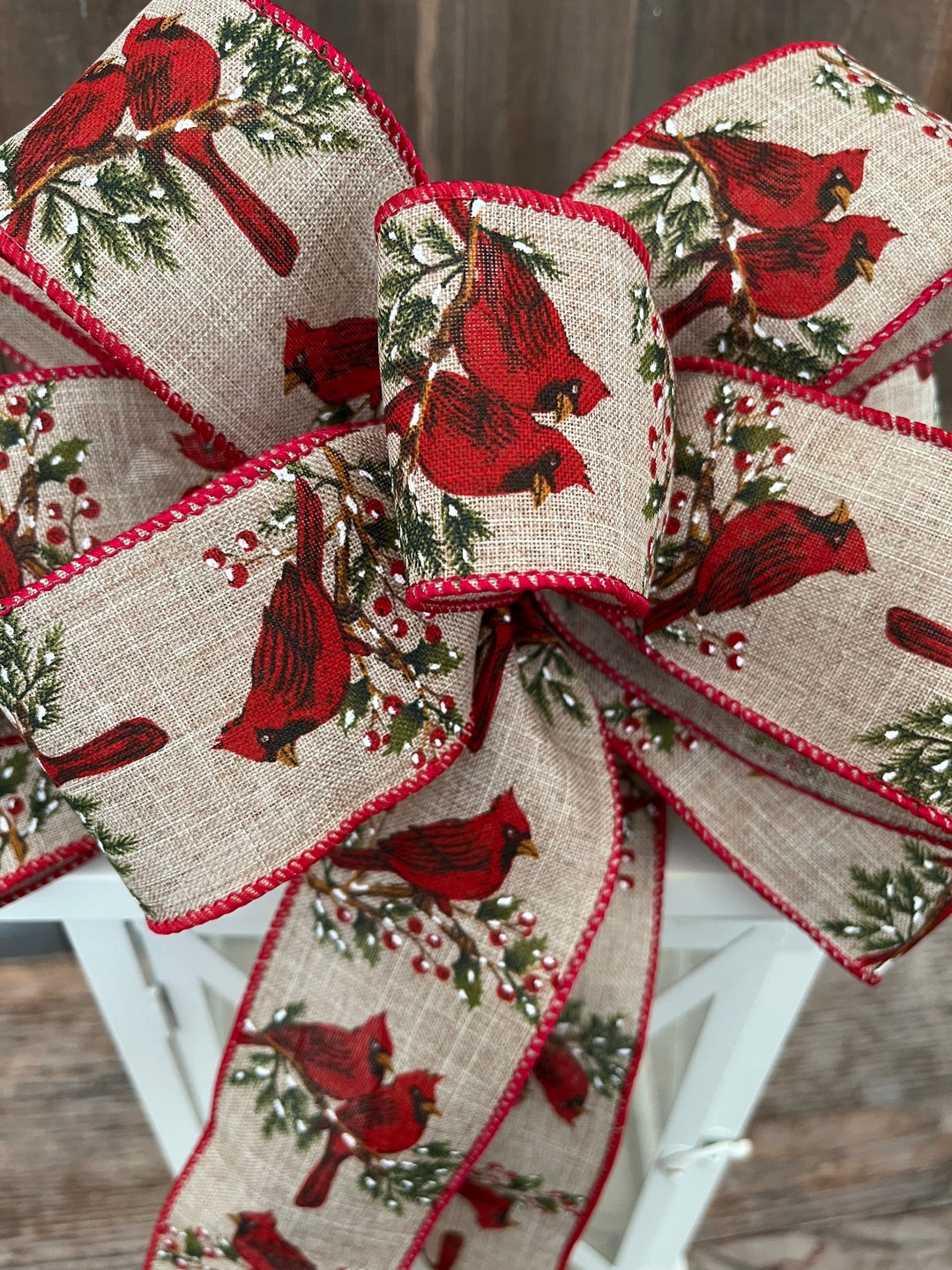 Cardinal Bow, Christmas Cardinals Bow, Cardinals Wreath Bow, Cardinals ...