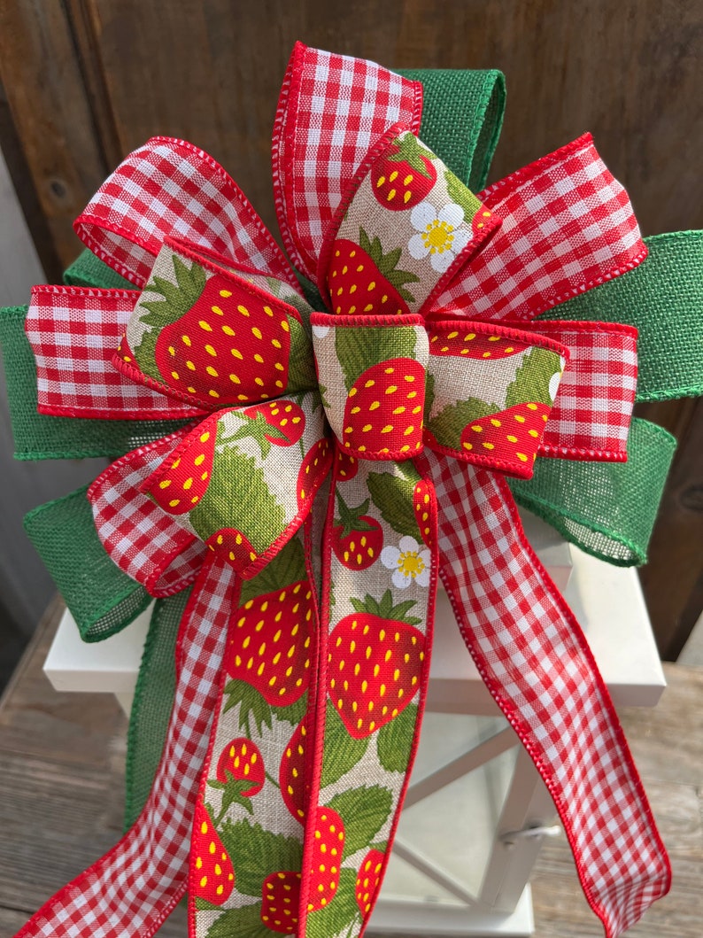 Strawberry Bow Summer Wreath Bow Summer Strawberry Bow | Etsy