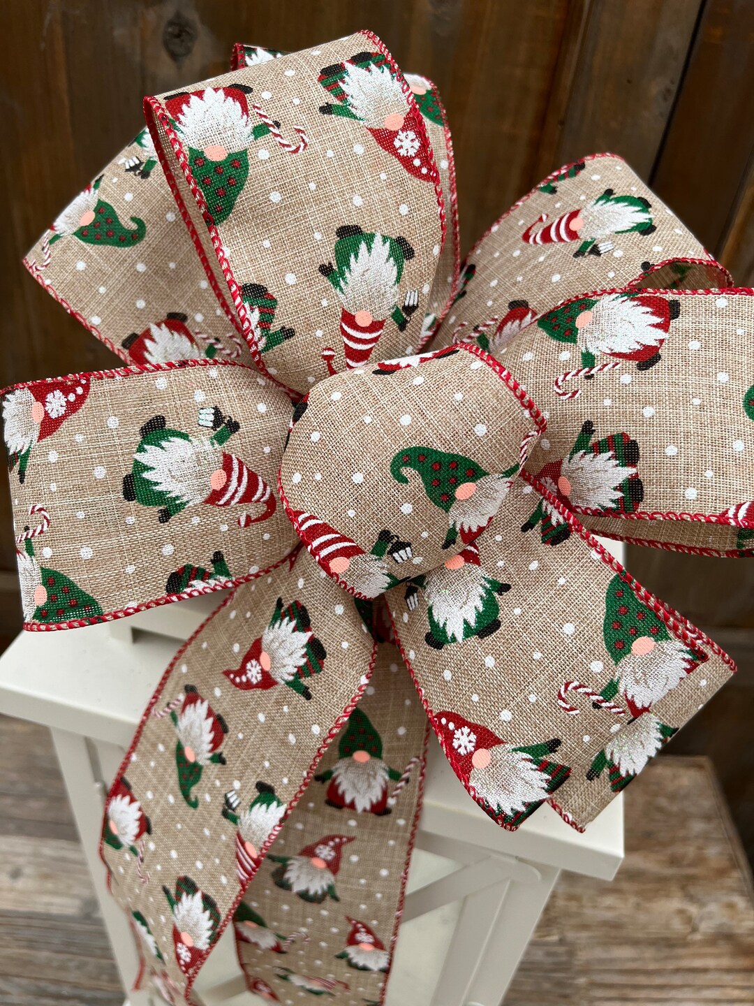 Christmas Bow, Christmas Gnomes Bow, Gnomes Bow, Christmas Wreath Bow ...