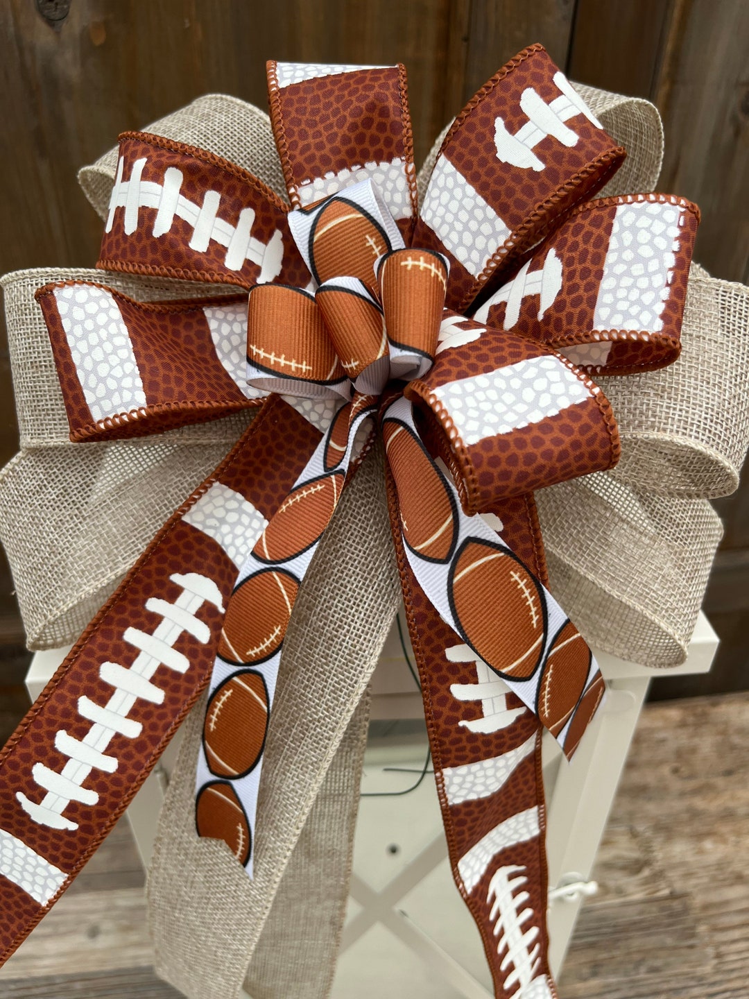 Football Bow, Football Decoration, Sports Bow, Football Party Bow ...
