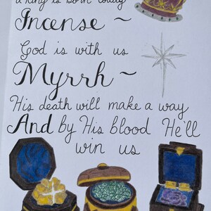 Christmas Art, Jesus is Born, Christmas Wall Decor, Gold, Frankincense ...