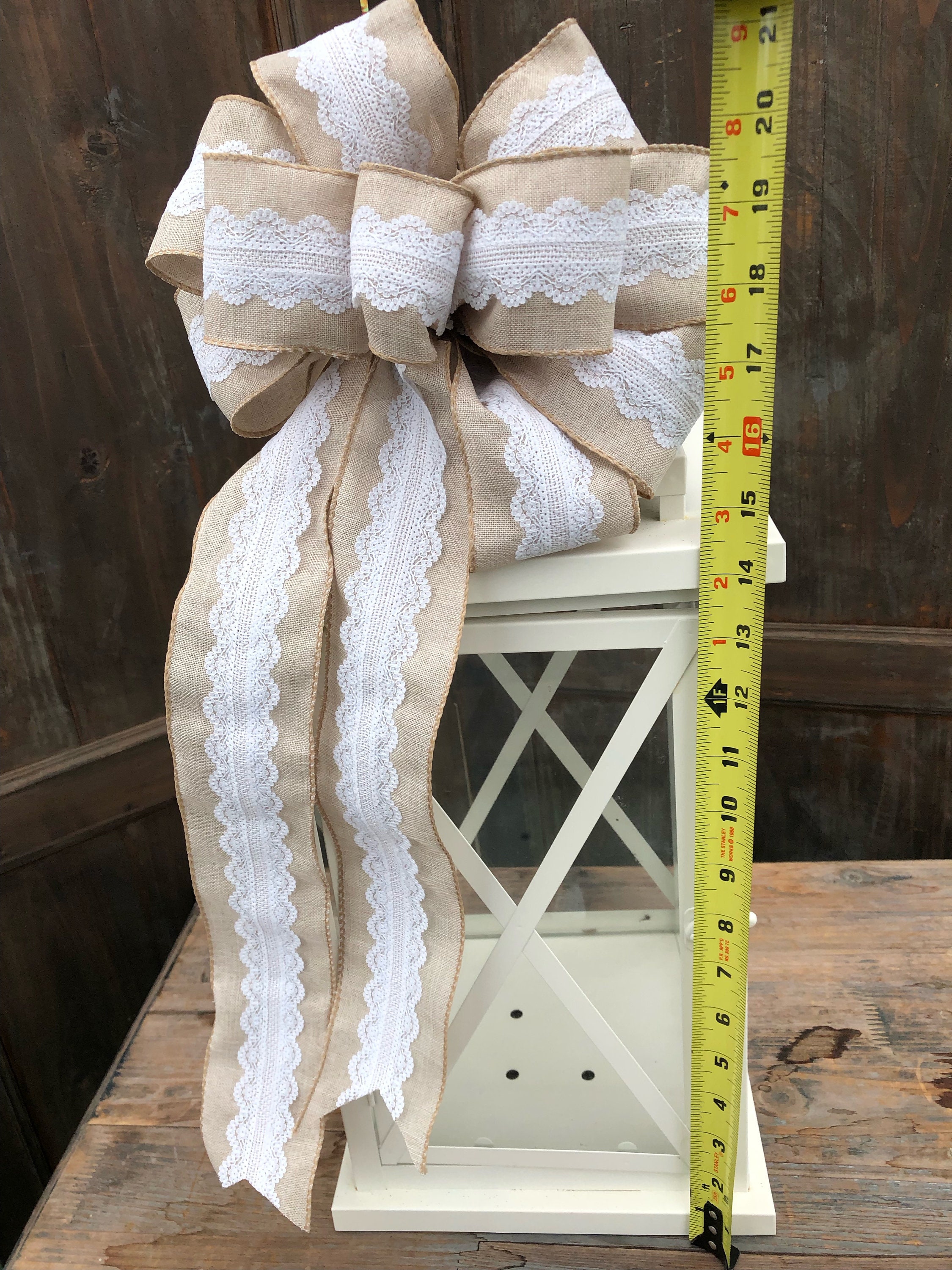 Christmas Bow Rustic Lace Wedding Bow Linen and Lace Bow - Etsy