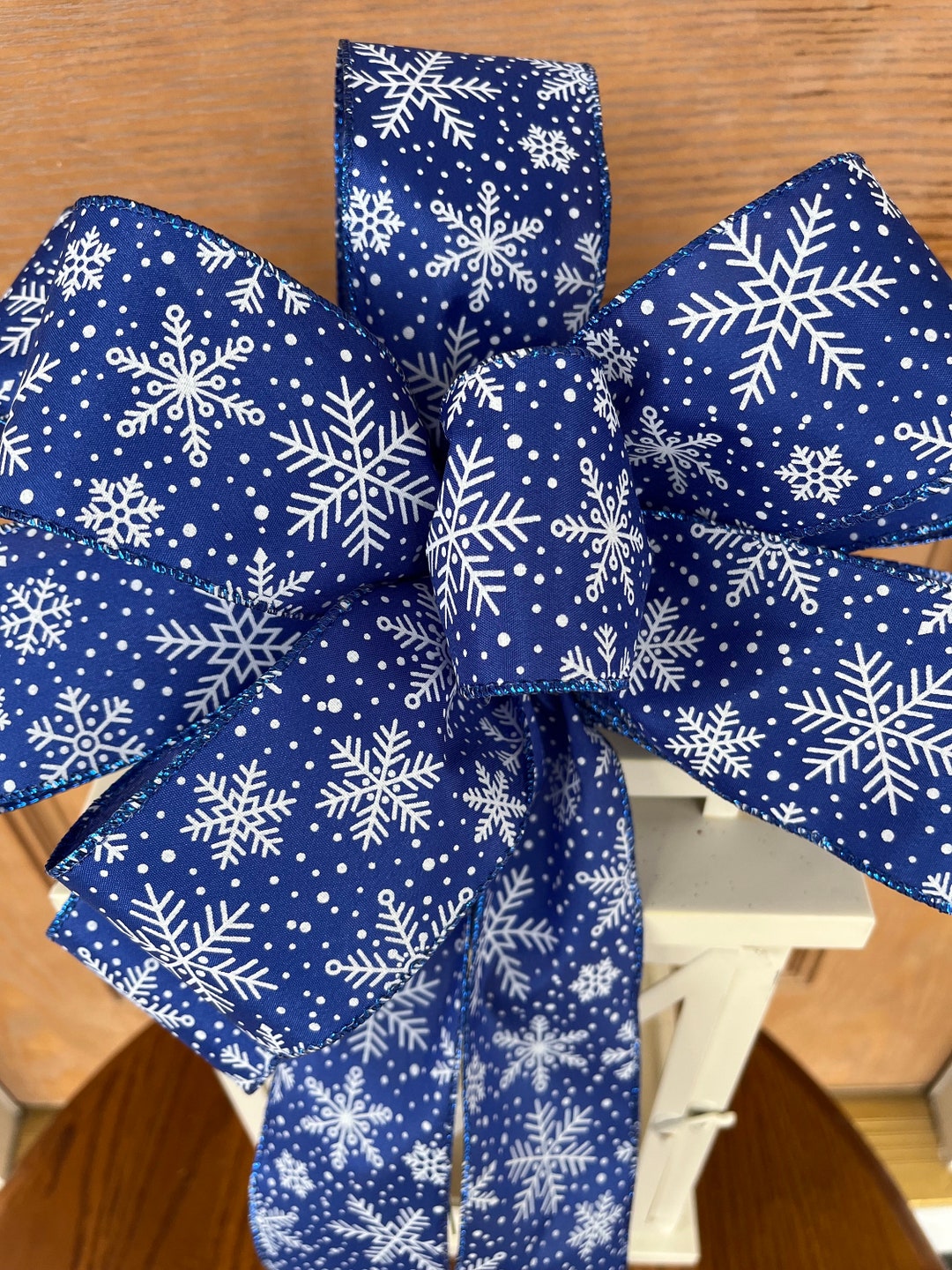 Snow Flakes Bow, Winter Bow, Snowflake Wreath Bow, Winter Lantern Bow ...