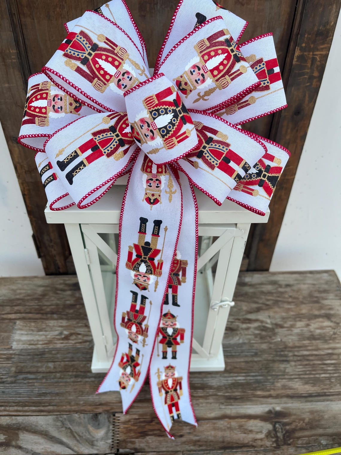 Nutcracker Bow, Wooden Soldier Bow, Red and Gold Nutcracker Ribbon ...