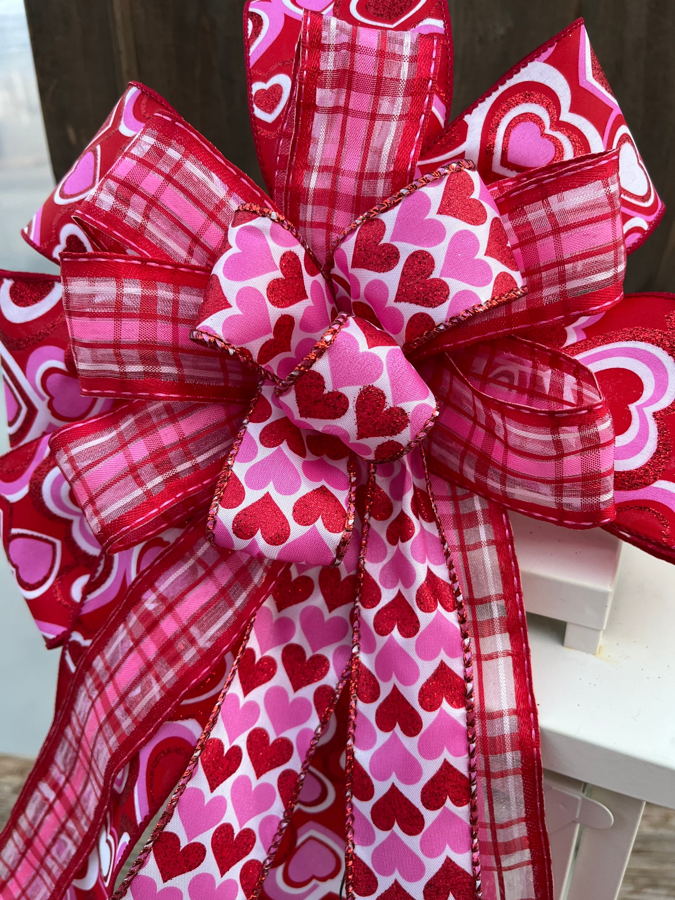 Valentines Day Bow Hearts Bow Valentine Wreath Bow - Etsy