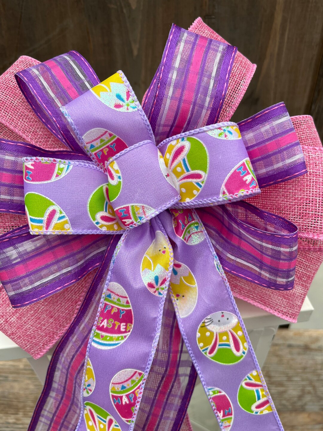 Easter Bow, Easter Egg Bow, Easter Wreath Bow, Easter Lantern Bow, Pink ...