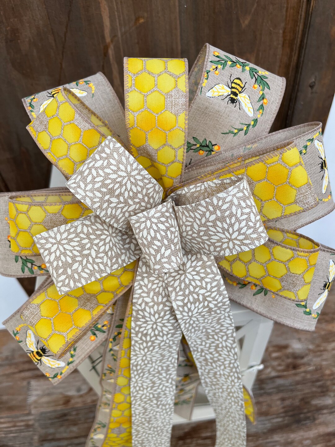 Bee Bow, Summer Bee Bow, Bees and Honey Bow, Bee Ribbon, Black and ...