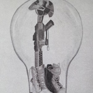 Military Art, Battle Cross, Fallen Soldier, Memorial Day, Marine Art ...