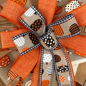 Fall Bow, Pumpkins Bow, Orange Bow, Painted Pumpkins Bow, Fall Wreath ...