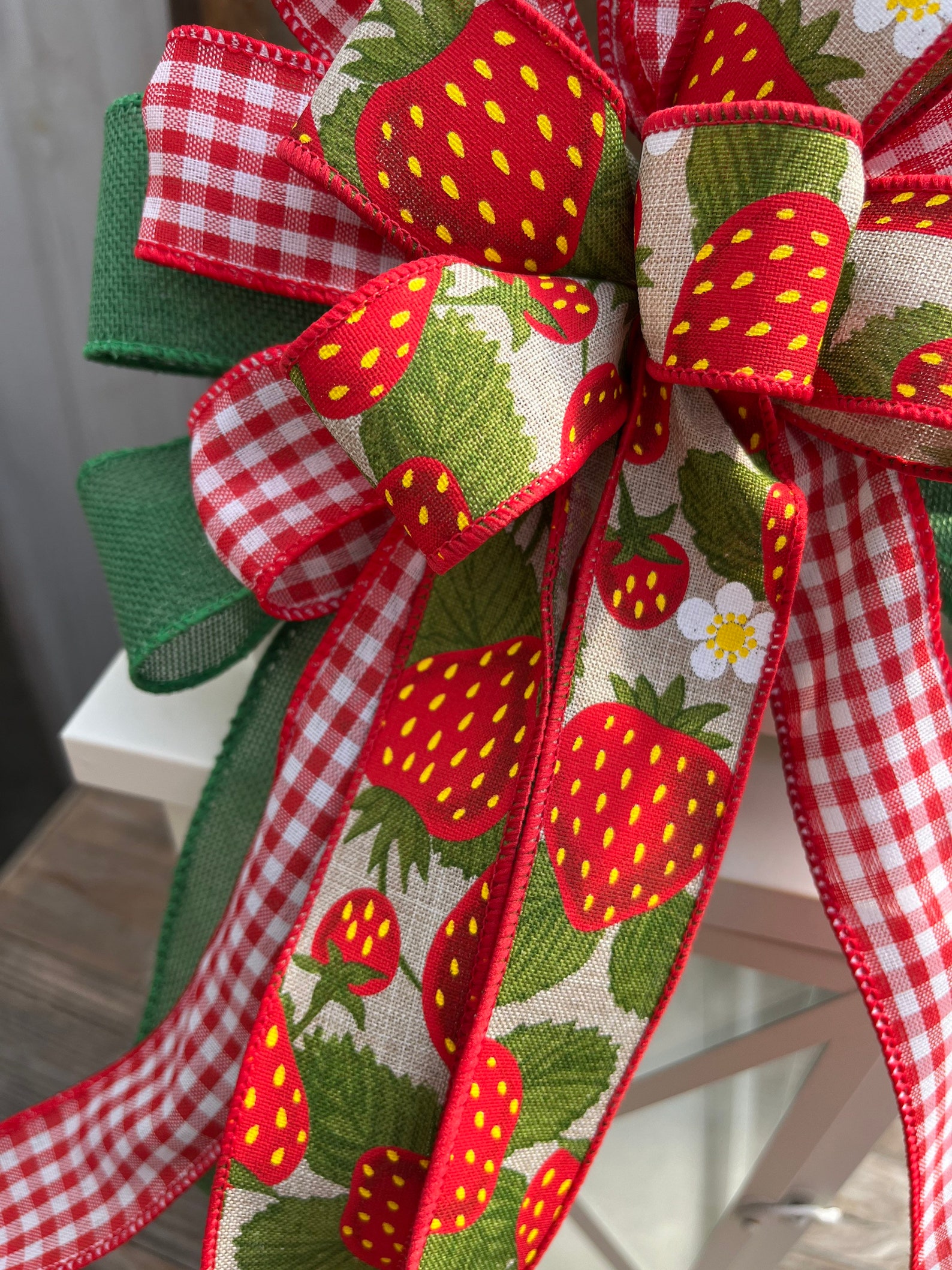 Strawberry Bow, Summer Wreath Bow, Summer Strawberry Bow, Summer ...