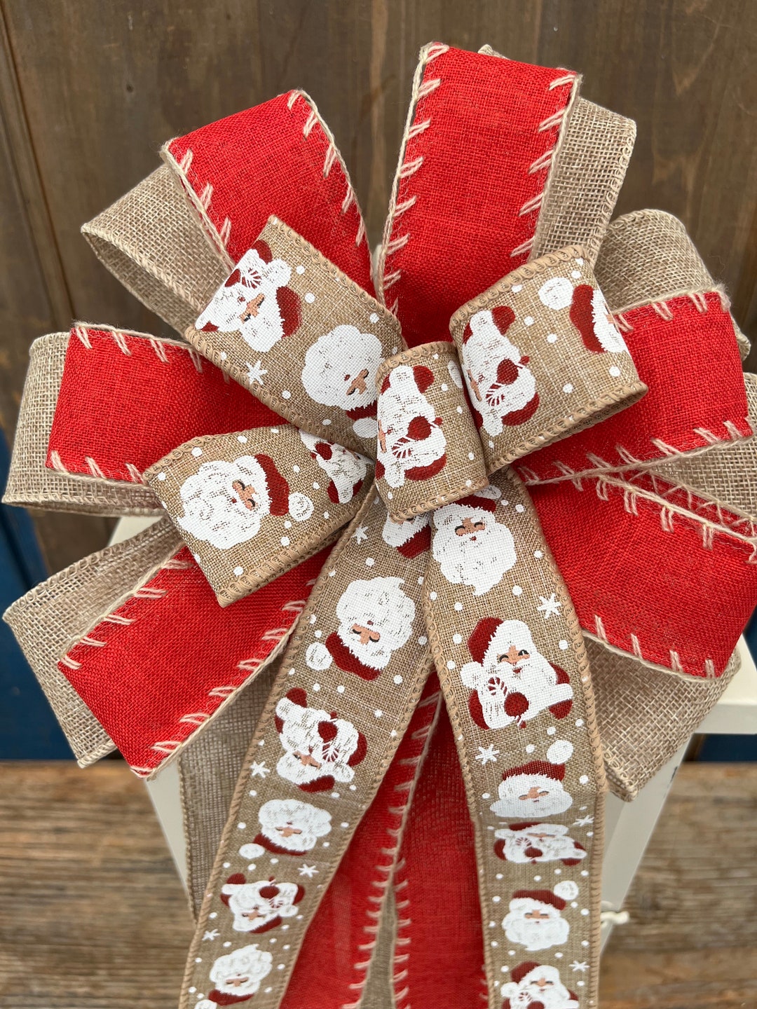 Santa Bow, Christmas Bow, Santa Claus Bow, Christmas Wreath Bow, Santa ...