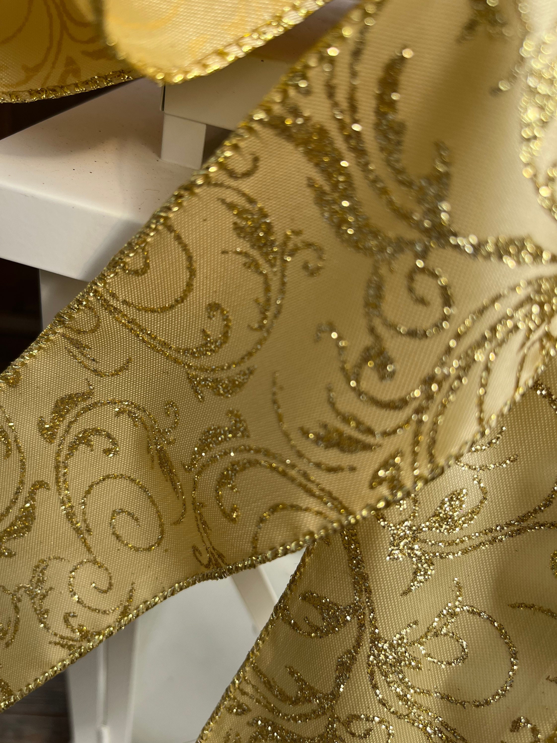 Christmas Bow Gold Bow Gold Wreath Bow Gold Christmas Bow Etsy