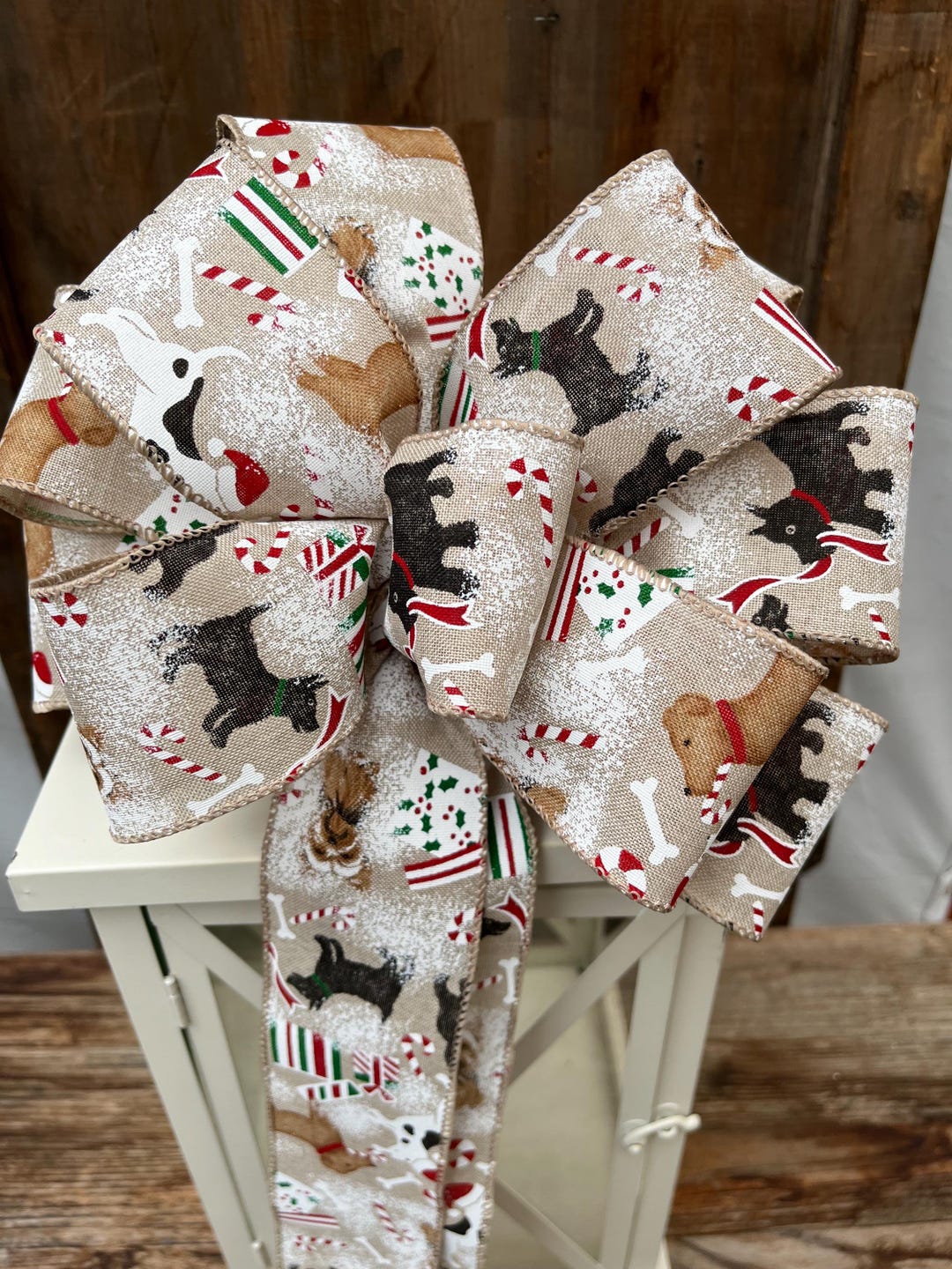 Christmas Dogs Bow, Dogs Bow, Christmas Wreath Bow, Christmas Tree Bow ...