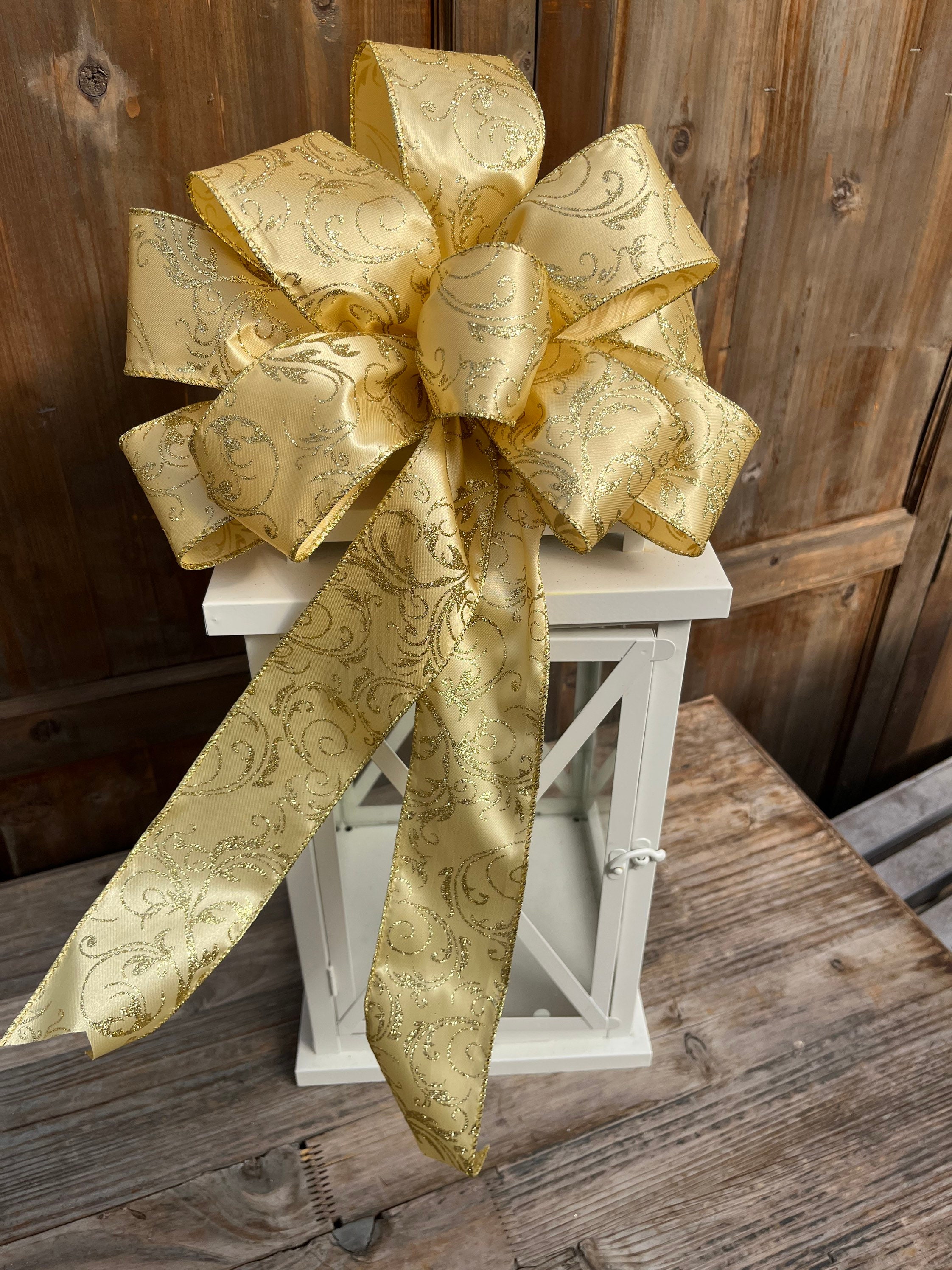 Christmas Bow Gold Bow Gold Wreath Bow Gold Christmas Bow - Etsy
