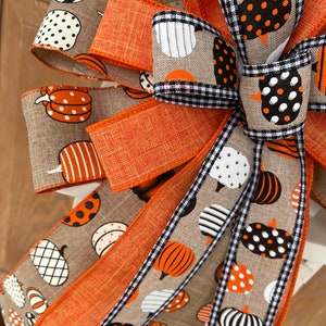 Fall Bow, Pumpkins Bow, Orange Bow, Painted Pumpkins Bow, Fall Wreath ...