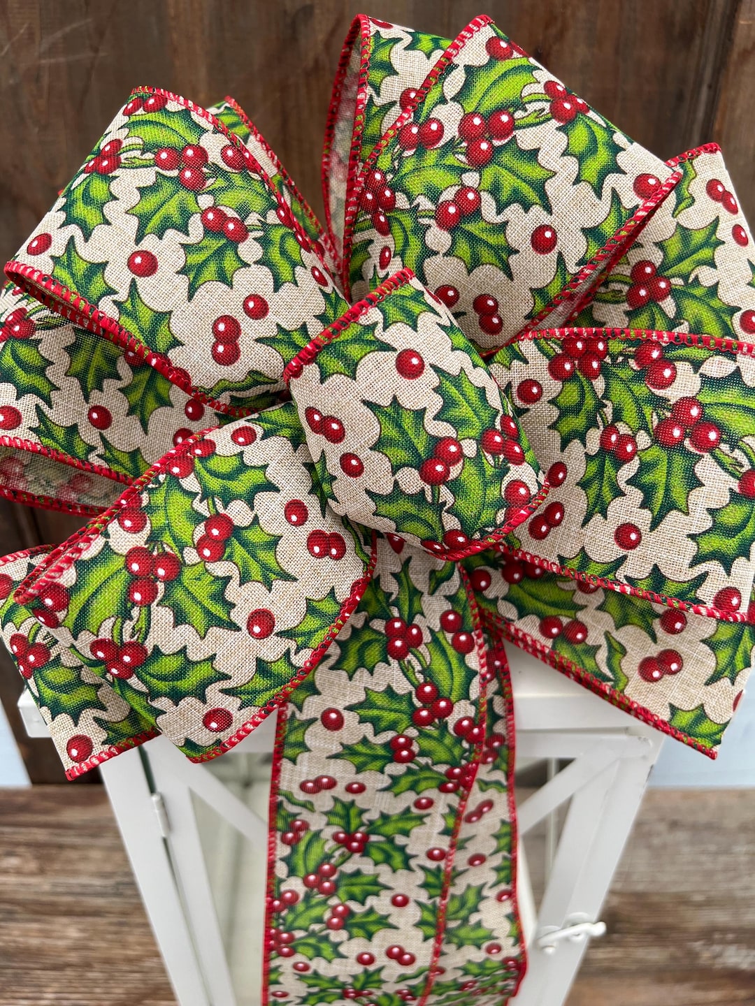 Christmas Holly and Red Berries Bow, Christmas Berries Bow, Christmas ...