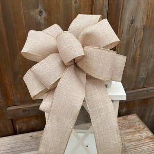 Linen Bow, Natural Bow, Natural Christmas Bow, Wreath Bow, Lantern Bow ...