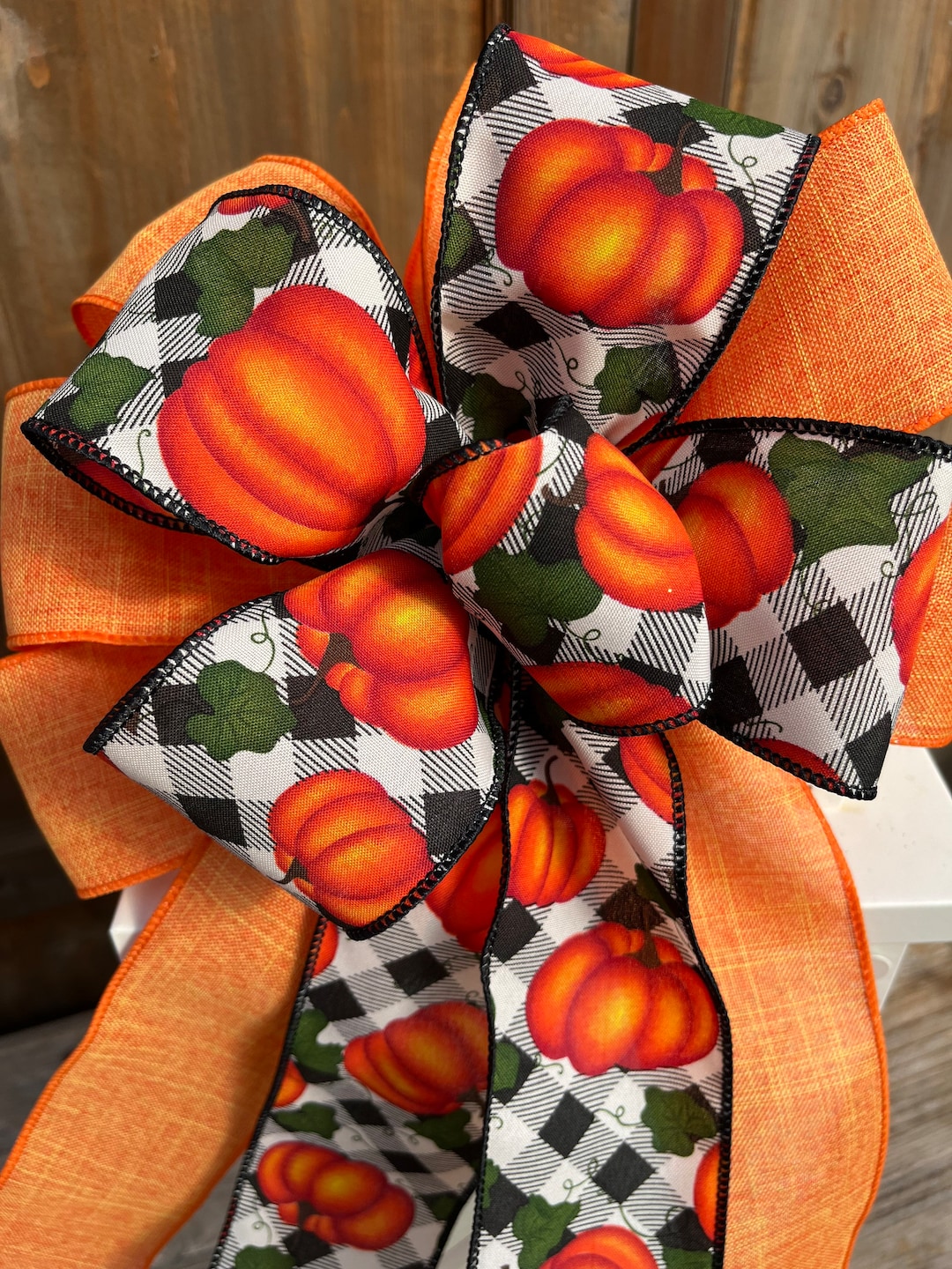 Fall Bow, Pumpkins Bow, Fall Wreath Bow, Fall Lantern Bow, Buffalo ...