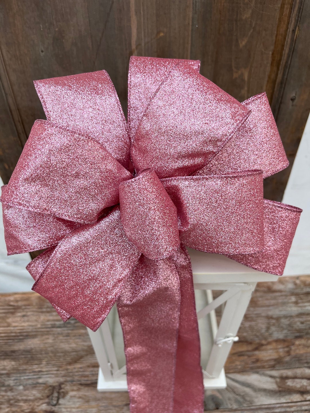 Pink Glitter Bow, Pink Sparkles Bow, Bridal Shower Bow, Valentine’s Day ...