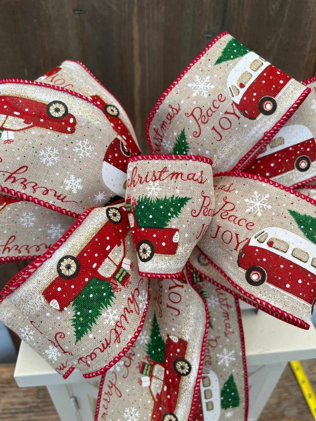 Christmas Bow, Camper Bow, Red Truck Bow, Camping Bow, Christmas Wreath ...