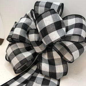 Black and White Buffalo Plaid Bow Hand Made Bow Wreath Bow Lantern Bow ...