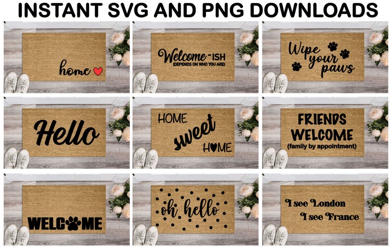 Welcome Mat Designs Instant SVG & PNG Downloads. - Etsy