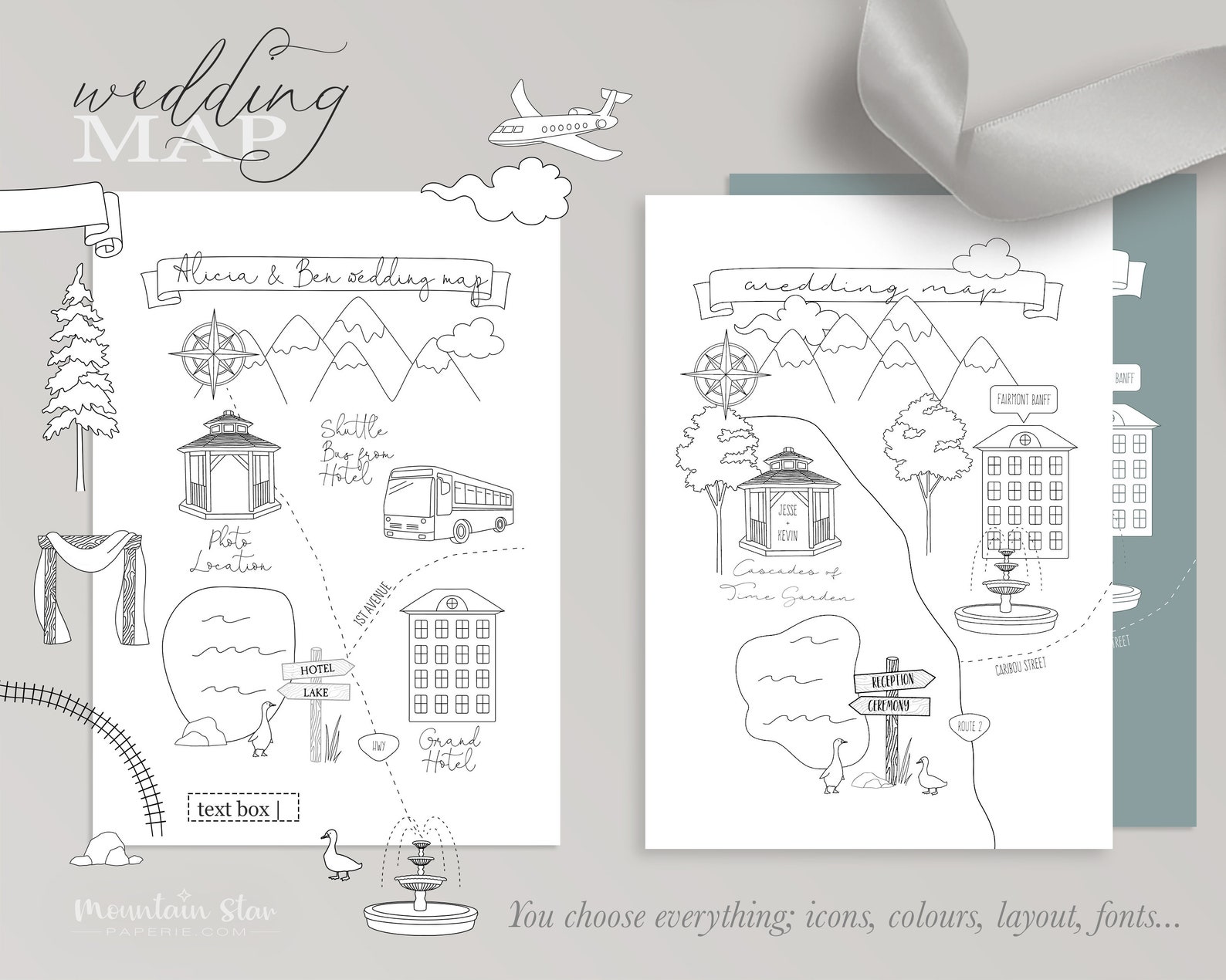 Map ~ DIY Wedding Map Creator Template - Create Your Own Map - Event ...
