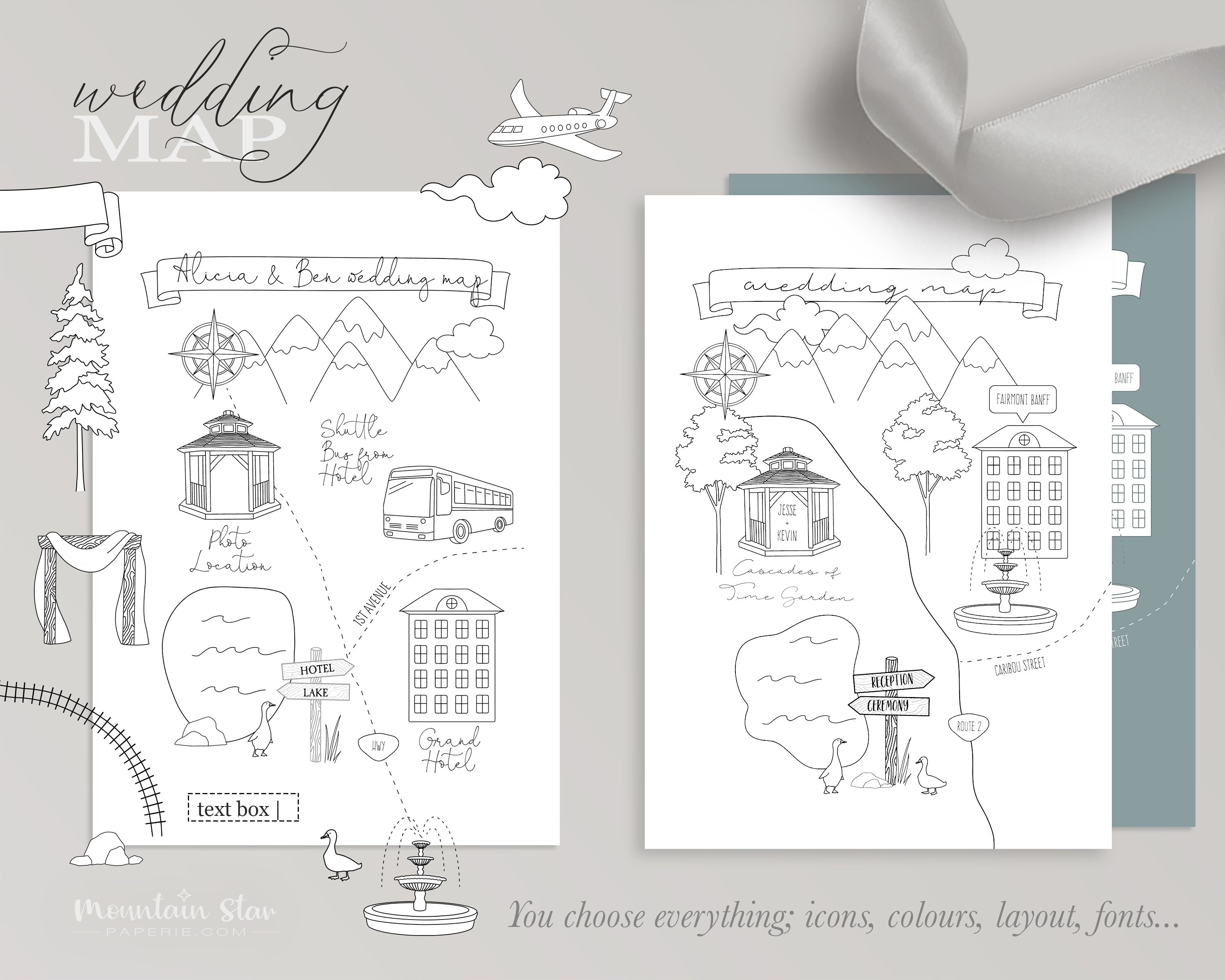 Map DIY Wedding Map Creator Template Create Your Own Map - Etsy