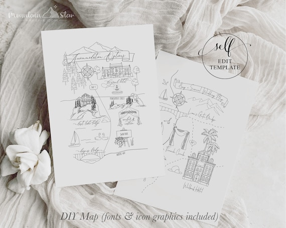 Map DIY Wedding Map Creator Template Create Your Own Map | Etsy Australia