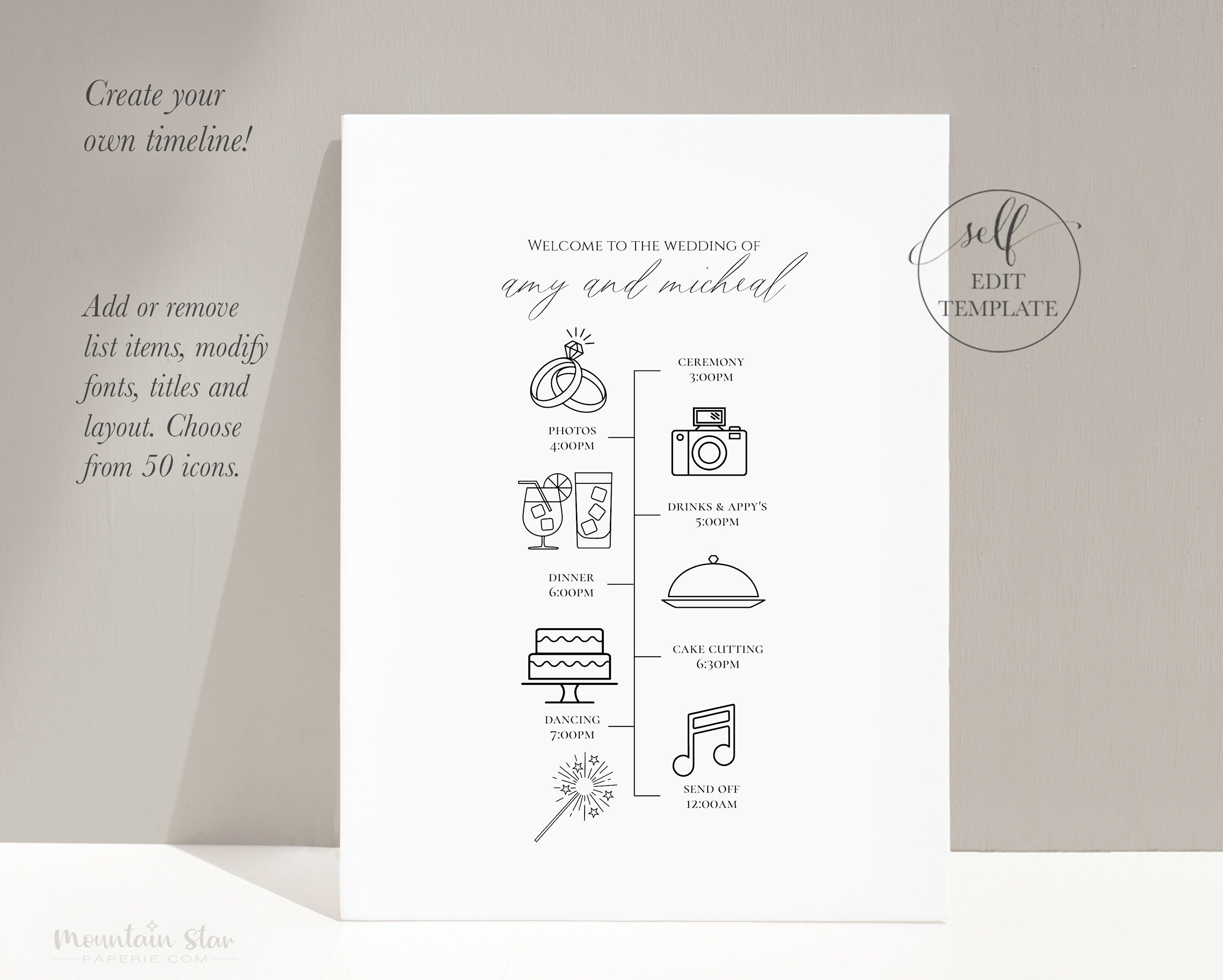 DIY Timeline Itinerary Program Template Wedding Party - Etsy