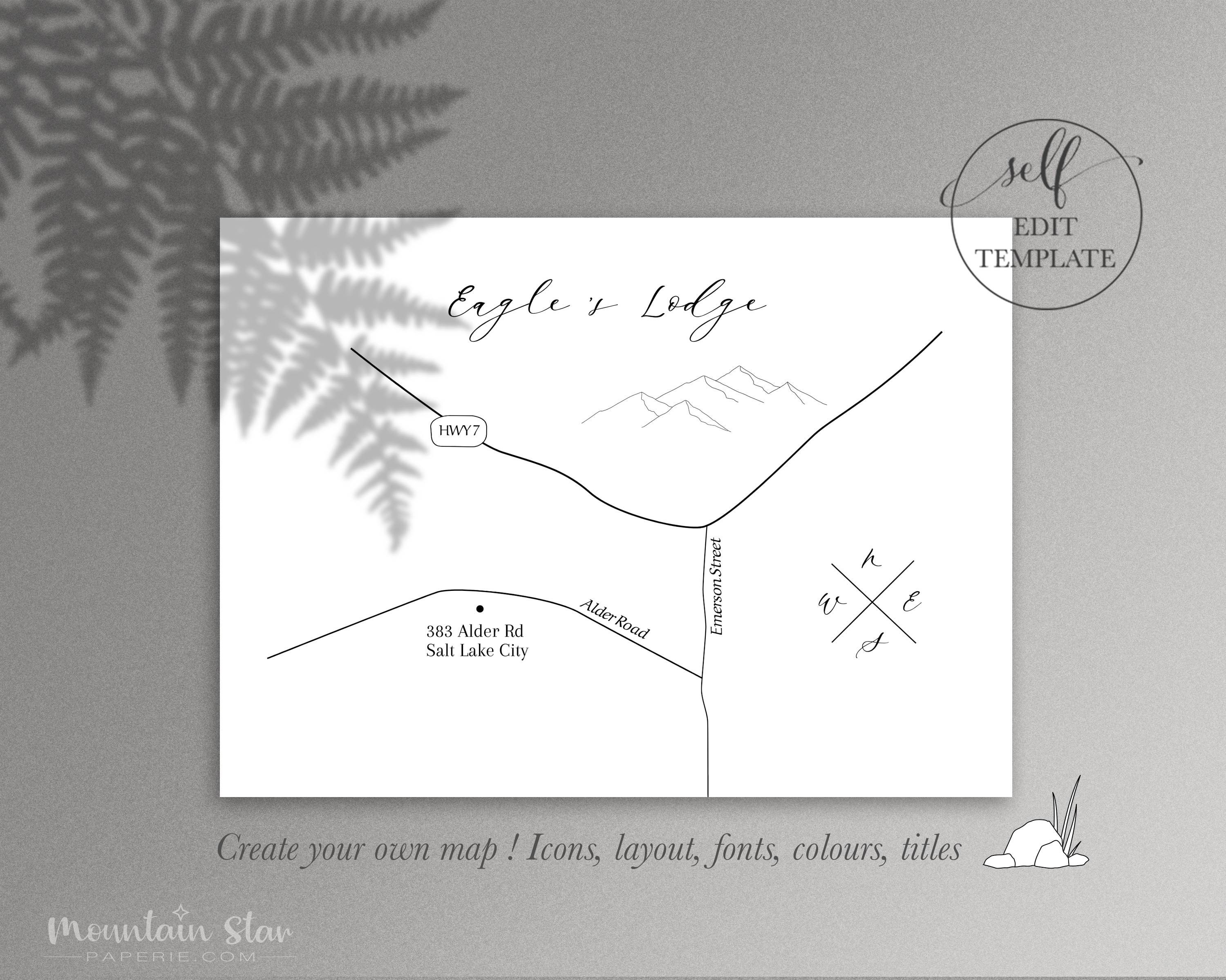 Map DIY Wedding Map Creator Template Create Your Own Map - Etsy