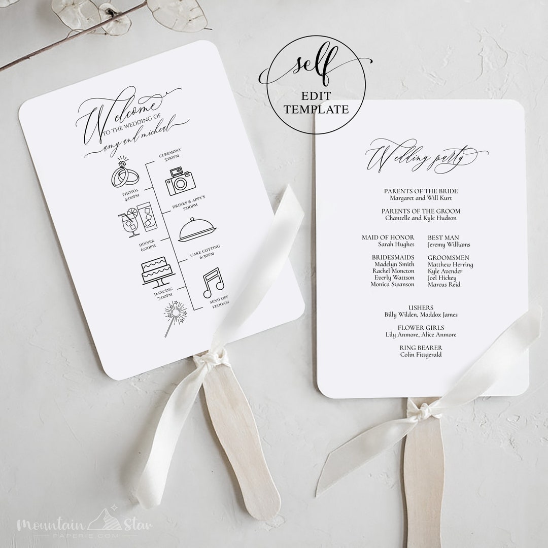 DIY ~ Timeline Itinerary Program Template ~ Wedding Party Details for ...
