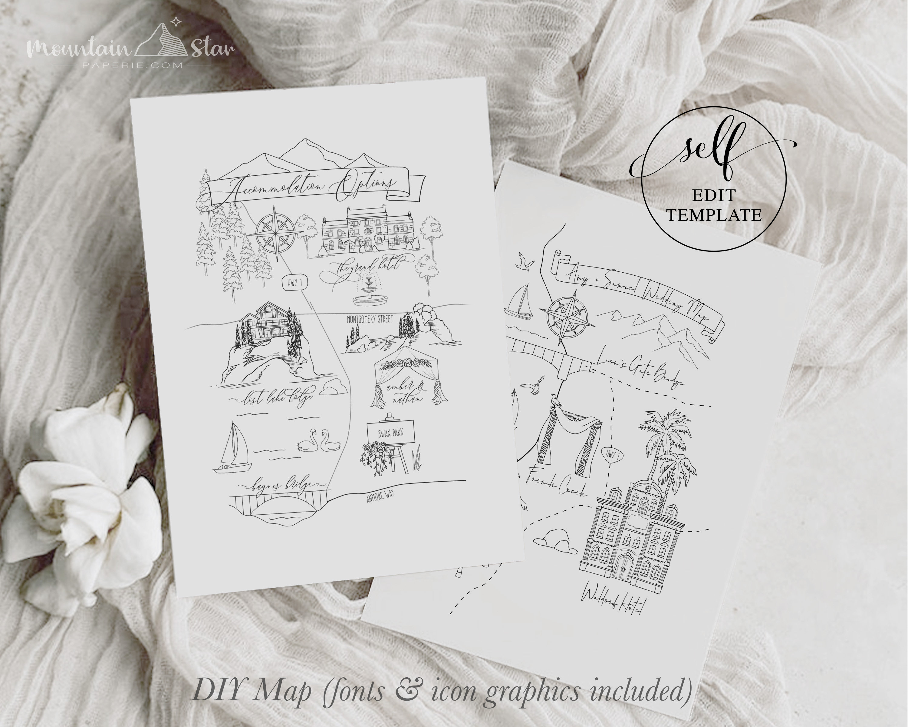 Map DIY Wedding Map Creator Template Create Your Own Map Event Map ...
