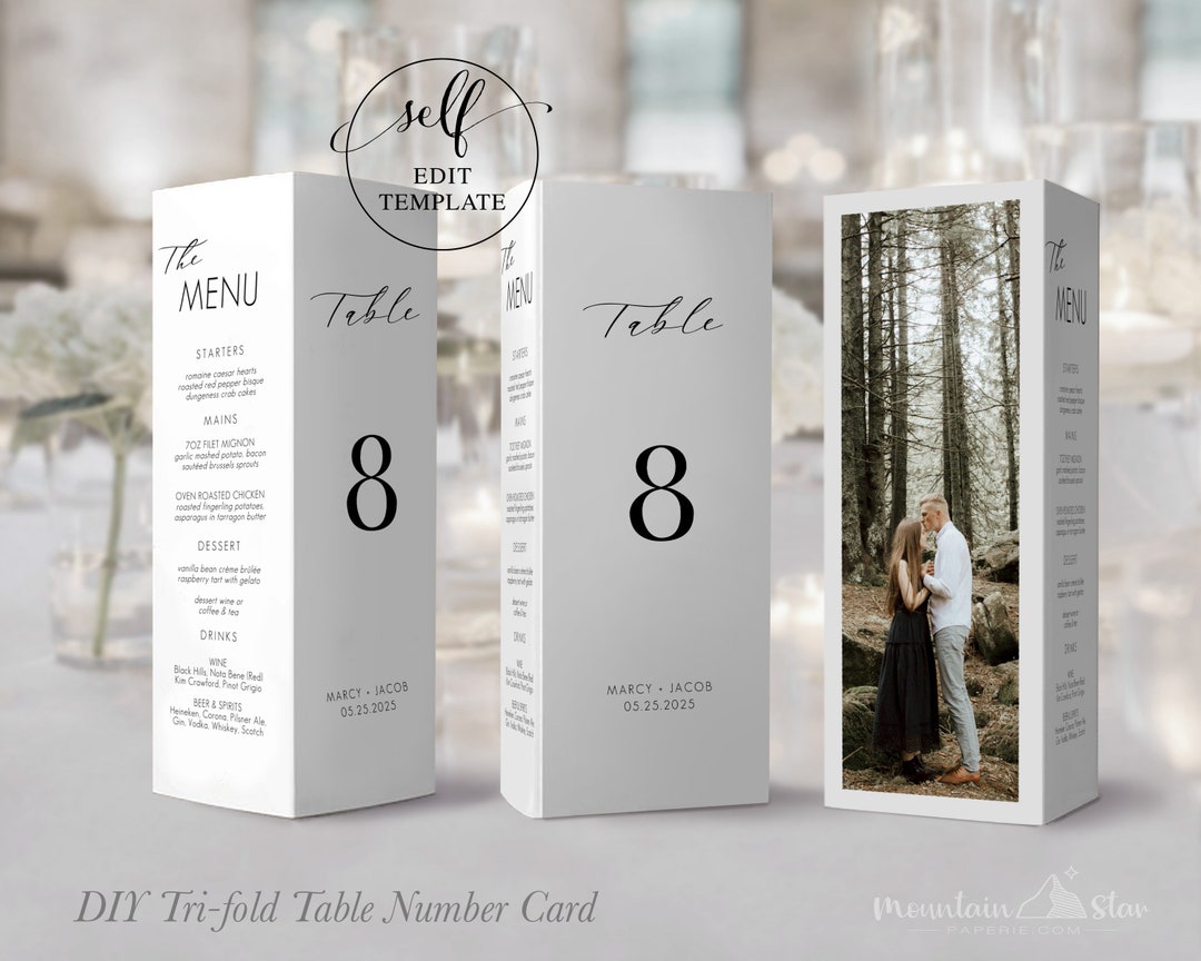 DIY Tri-fold Table Number Cards, Newlyweds Photo Card, Free Standing ...