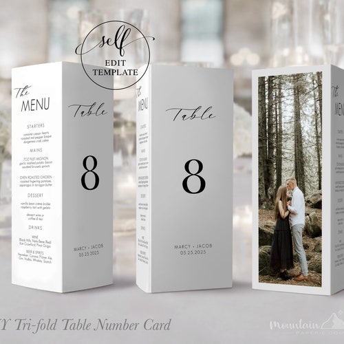 DIY Tri-fold Itinerary & Table Number Cards Free Standing - Etsy