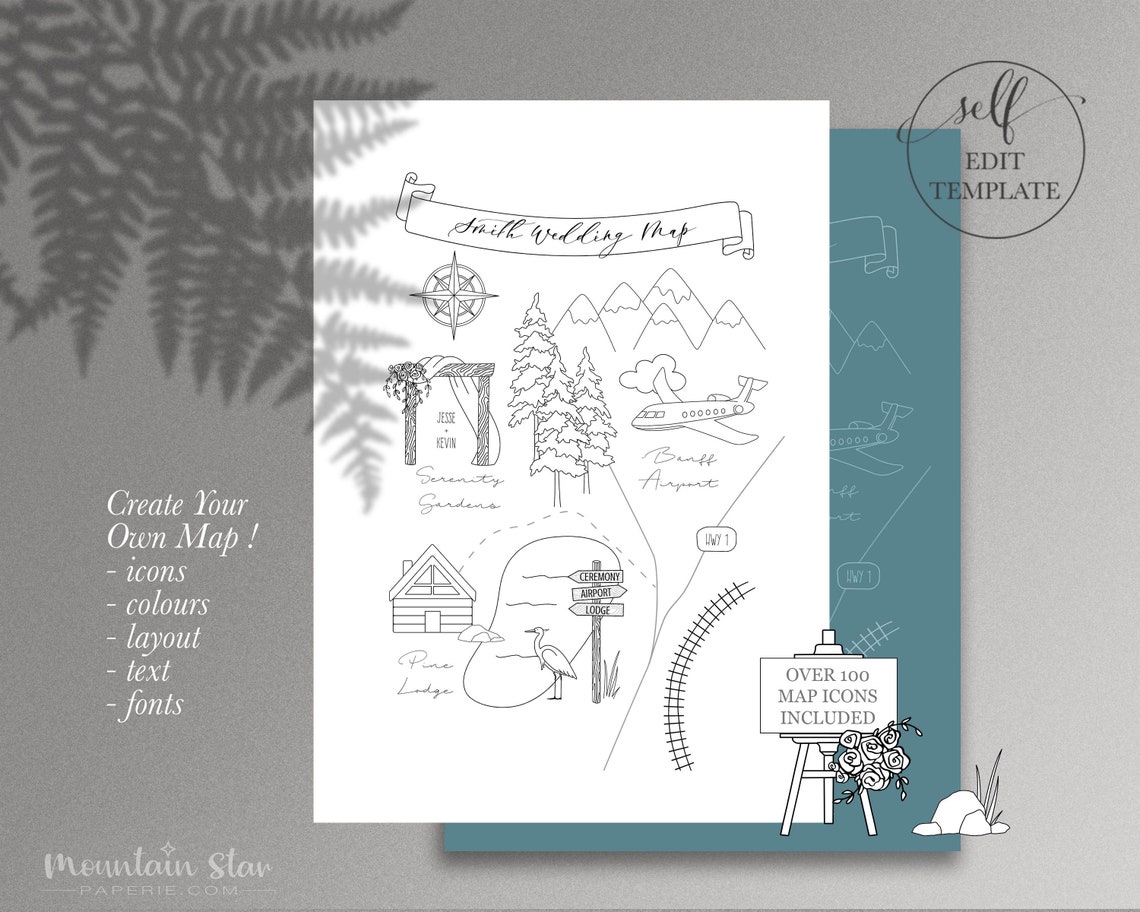Map DIY Wedding Map Creator Template Create Your Own Map - Etsy