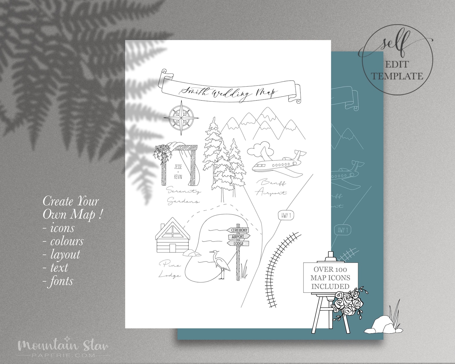 Map DIY Wedding Map Creator Template Create Your Own Map - Etsy