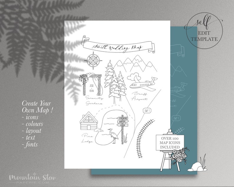 Map DIY Wedding Map Creator Template Create Your Own Map - Etsy