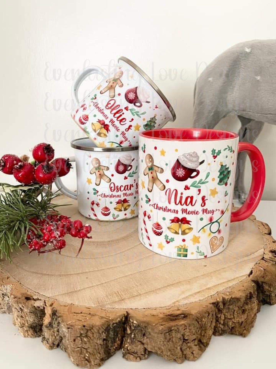Red Christmas Mug, Personalised Xmas Gifts, Mugs for Movies, Custom ...